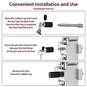 YITAMOTOR 4-Inch Hitch Receiver Pin Lock with 5/8" Diameter, Extra Long Stainless Steel Trailer Hitch Locking Pin, Fits Class III IV 2" & 2-1/2" Receiver, Silver