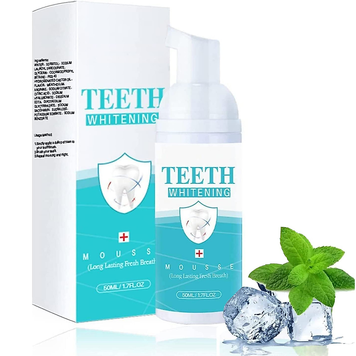 LANTHOME White Foam Teeth Whitening Products-Tooth Whitening Mousse, Easy to use Teeth Whitener Foam for White Teeth,Freshens Breath, Whitens Teeth & Fights Bad Breath 50ml
