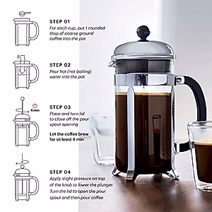 Bodum 34oz Chambord French Press Coffee Maker, High-Heat Borosilicate Glass, Stainless Steel, Black – Made in Portugal