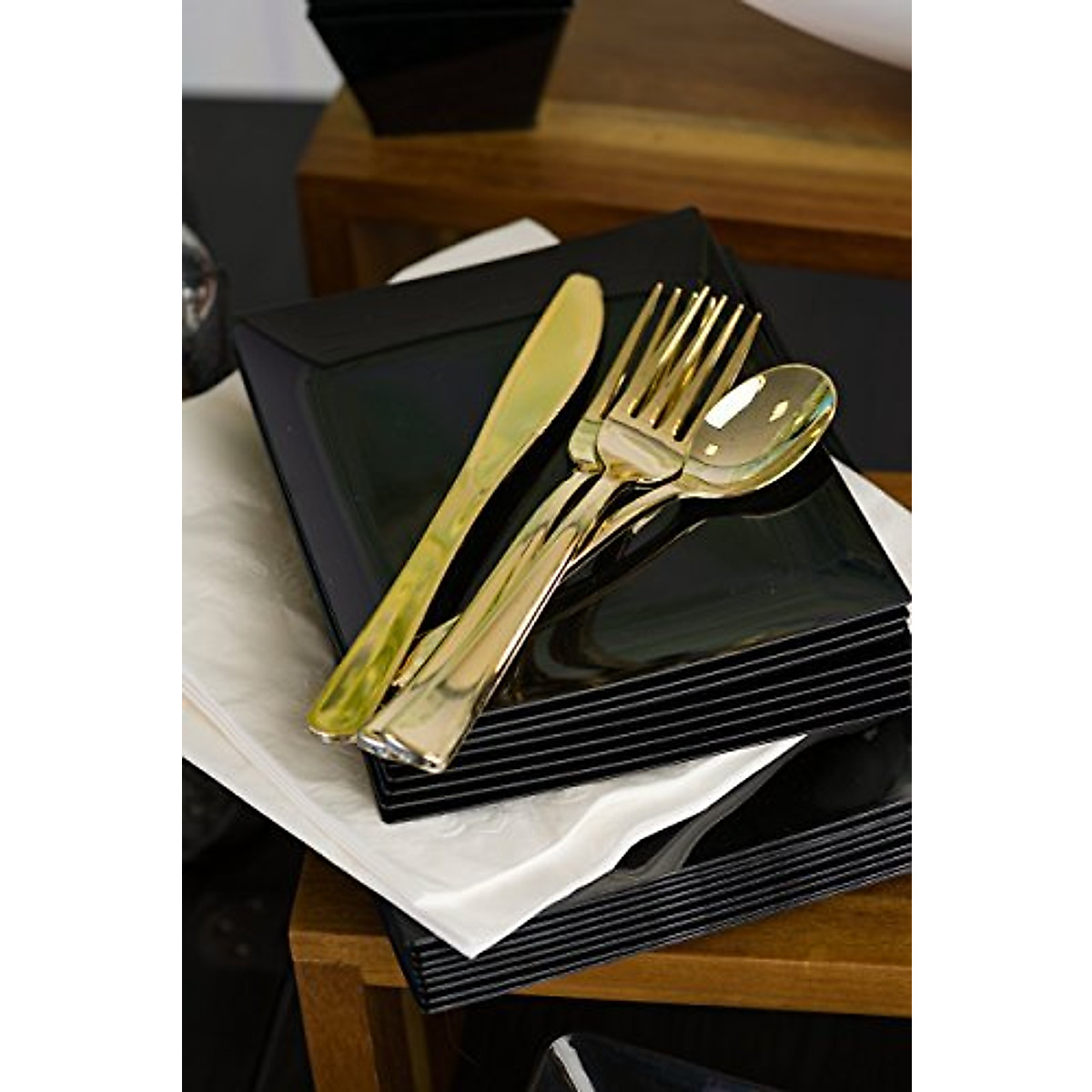 Lillian Collection Polished Gold Metallic Premium Plastic Knife - Pack of 24 - Perfect for Upscale Events & Parties