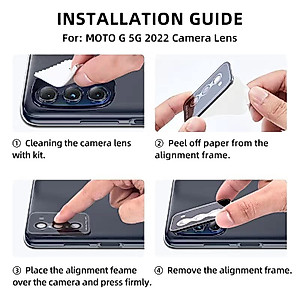 TQLGY 3 Pack Screen Protector for Motorola Moto G 5G 2022 with 2 Pack Camera Lens Protector, Tempered Glass Film, 9H Hardness - HD - Bubble Free - Anti-Scratch - Easy Installation