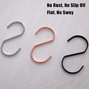 METLUCK 16-Pack 4 Inch Flat S Shape Hooks Heavy-Duty Chrome Finish Hanging S Hooks for Kitchenware, Pots, Utensils, Plants, Towels, Gardening Tools, Clothes (Rose Gold)