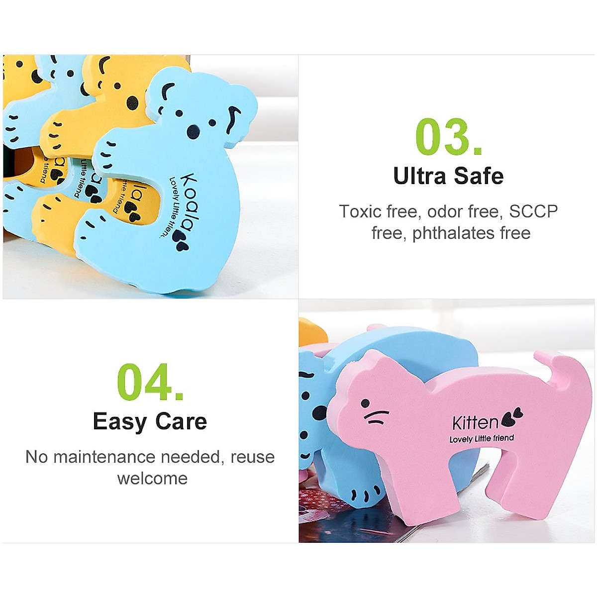 Elf Star Finger Pinch Guard Door Stopper (8pc) Baby Proofing Durable Slam Foam Bumper Doors Safety Draft Stop Cushion Protectors