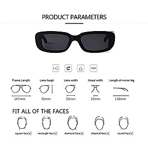 ADE WU Rectangle Sunglasses for Women Men Retro 90s Sunglasses Trendy Black Tortoise Shell Glasses Y2K