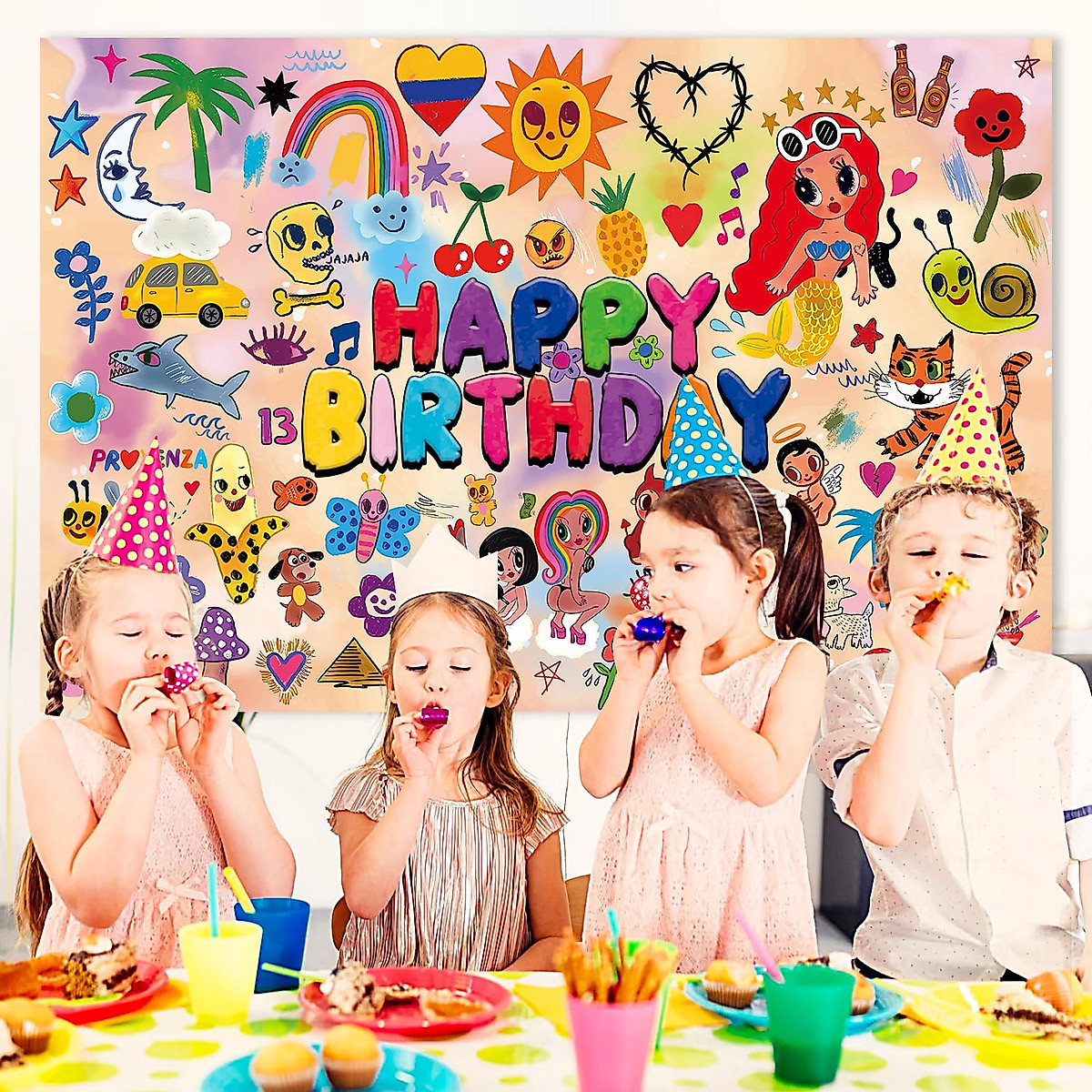 5x3FT Birthday Decorations Happy Birthday Banner, Party Decorations for Children Happy Birthday Banner Party Supplies Party Decorations