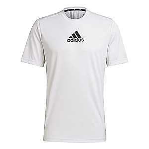 adidas Men's Primeblue Designed 2 Move 3-Stripes Tee, White/Black, XX-Large