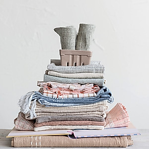 Creative Co-Op Farmhouse Square Linen and Cotton Cocktail Napkins, Set of 4, Sage