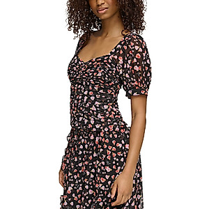 Karl Lagerfeld Paris Women's Cut Out Floral Blouse, Black Multi