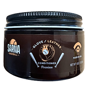 SARNA BASEBALL Glove Leather Conditioner Cream - Use on Baseball Gloves, Softball Gloves, and Other Leather Sports Equipment (4.0 oz) - Made in USA!