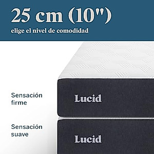 Lucid 10 Inch Memory Foam Plush – Gel Infusion- Hypoallergenic Bamboo Charcoal- King Size Mattress, White