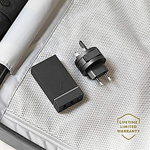 Native Union Smart Hub PD 45W – Power Delivery Enabled Fast-Charging 3-Port USB-A & USB-C Wall Charger – Compact Design with Dust-Repellent Silicone, Foldable Pins & Includes Travel Adapters (Slate)