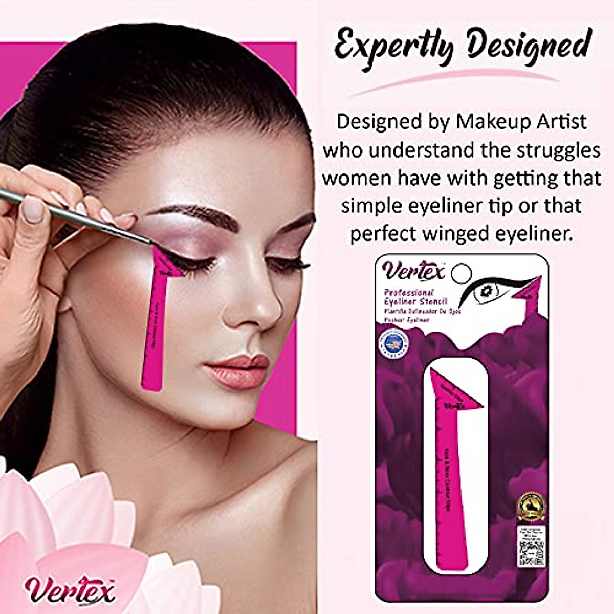 Eyeliner Stencils For Pencil Stamp Liquid Liner Gel Pen Beginners Eye Brush All Waterproof Makeup Wing Tips Eyeshadow Brushes Eyebrow Kit Stencil Sharpener Black Fine Point Angled Small Winged Tip Pot