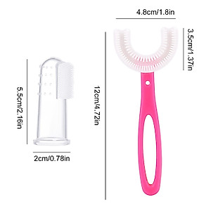 WXJ13 8 Pack Kids U Shaped Toothbrush with Baby Finger Toothbrush Infant & Toddler Toothbrush Soft Babies Toothbrushes Silicone Brush Head Whitening Massage Toothbrush U-Type Toothbrush