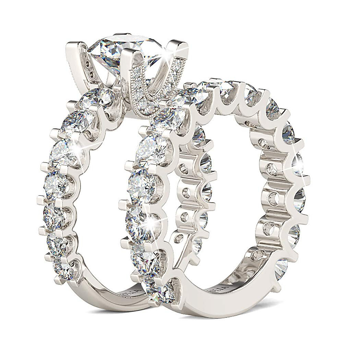 Jeulia 3.5 Carat Round Cut Sterling Silver Wedding Ring White Diamond Cubic Zirconia Bridal Engagement Rings Solitaire Bridal Set Anniversary Valentine’s Gift with Beautiful Jewelry Box (8)