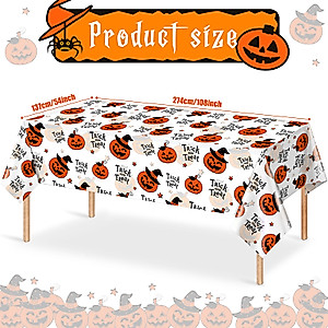 3 Pack Halloween Plastic Tablecloth Decorations, Trick or Treat Halloween Disposable Table Cloth, Halloween Pumpkin Rectangle Table Cover for Kids Indoor Halloween Party Decorations, 54 x 108 Inch
