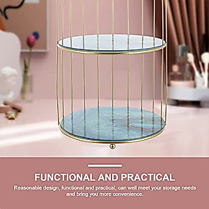 Minkissy Makeup Organizer Cosmetics Iron Storage Rack Bathroom Countertop Organizer, Birdcage Shape- Cosmetic Rack Double Layer