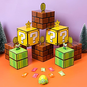 SUYEPER Super Theme Water Pipe Question Brick Treat Boxes Snack Goody Cardboard Bag Birthday Party Favors Decorations Gift Wrap Boxes (24PCS)