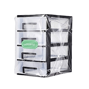 4 Drawer Desktop Storage Organizer,Plastic Containers Storage Organizer Dresser Organizer Home Dresser (Black and Transparent)