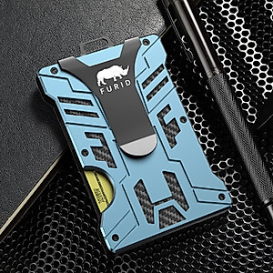 furid Minimalist Wallet for Men Slim: Tactical Wallet - Metal Wallet with Money Clip - RFID Wallet with ID Holder - Credit Card Holder - Front Pocket Wallet for Men