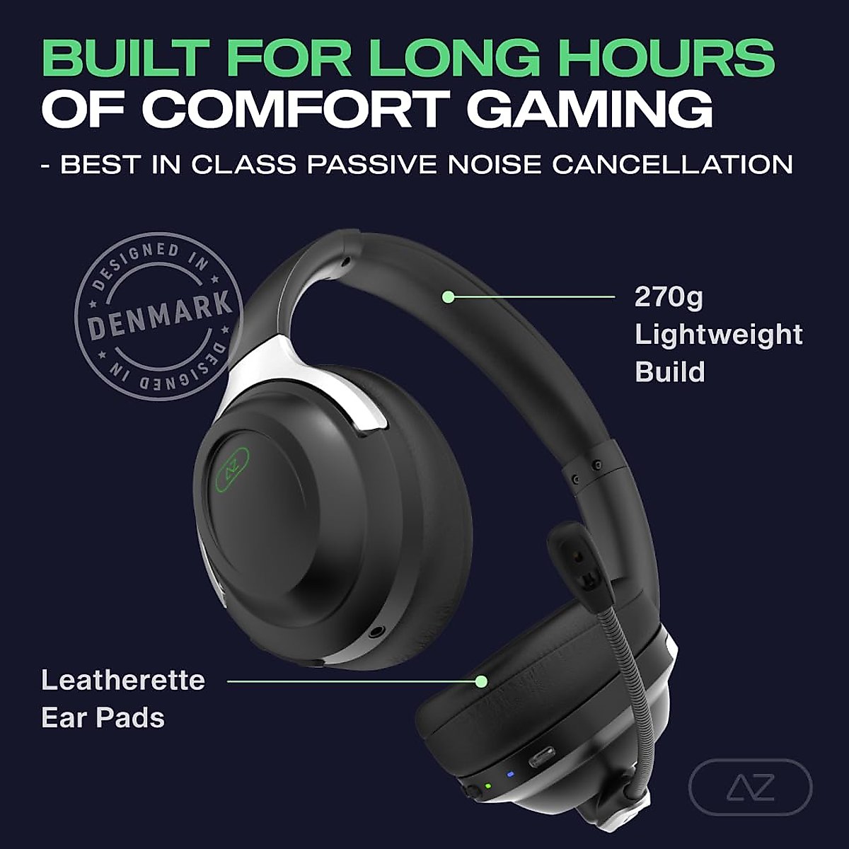 ACEZONE A-Spire - ANC Gaming Headset - Active Noise Cancellation - Noise Cancelling Flip-to-Mute Microphone - Mobile App - Lightweight - Windows PC - PS4 - PS5 - Xbox - Switch - Android - iOS - Mac