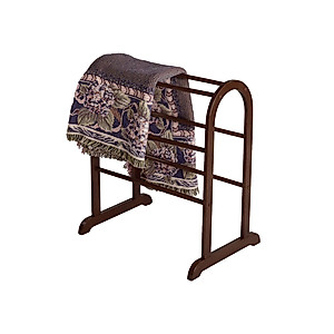 Contemporary Home Living 30” Antique Walnut Finished Quilt Rack with Six Long Rods