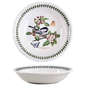 Portmeirion Botanic Garden Birds Collection Pasta Bowl | 8.5 Inch Bowl with Chickadee Motif | Made of Fine Earthenware Dishwasher and Microwave Safe | Made in England