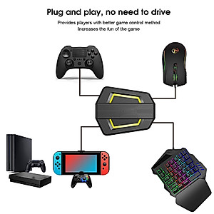 One-Handed RGB Gaming Keyboard and Combo with Converter, 3200 DPI Mouse, 35 Keys Gaming Keypad Adapter Base Kit Set for/X-One/for PS3/X-360/for Switch