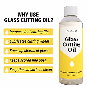 Glass Cutting Oil, Suitable for All Glass Cutting Tools, 4 Ounces Glass Cutter Oil is Used for Cutting Glass, Stained Glass, Glass Bottles, Tiles and Mirrors
