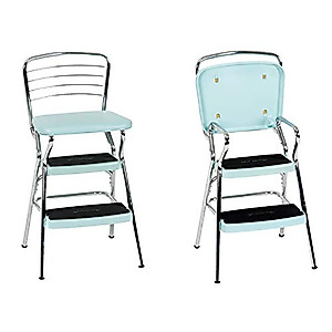 COSCO 11140TEA1E Stylaire Chair and Step Stool, 17.72"D x 17.52"W x 33.86"H, Teal