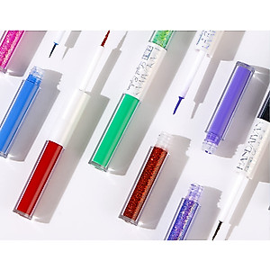 BestLand 2 in 1 Matte Glitter Liquid Eyeliner Set Rainbow Colorful Neon Eyeliner Pencil Pigmented Waterproof Smudgeproof Long Lasting Korean Eye Glitter Christmas Makeup Gift Kit for Women (2 in 1 Set A)