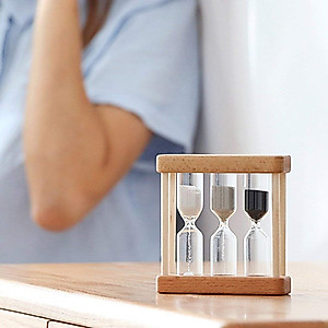 Banghotfire 1/3/5 Minute Wooden Sand Glass Hourglass Timer Clock Home Decor Gift Black White