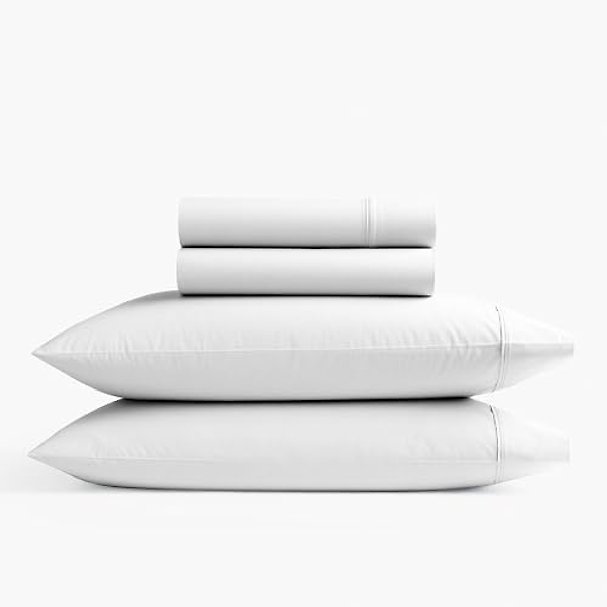SUPREME ELEGANCE 600 Thread Count Cotton Rich White Snow King Size Sheets Set, Ultra Soft & Silky, Sateen Deep Pocket Sheets King - White (1 Flat, 1 Fitted Sheet & 2 Pillowcases)
