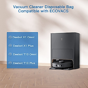 Vactop 9 Packs Dust Bags Replacement Compatible with Ecovacs Deebot X1 Omni, X1 Plus, T10 Omni, T10 Plus, T20 Omni, X & T Series, 3.3 L Large Capacity Dirt Disposable Vacuum Bags