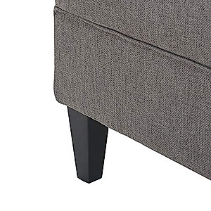 Serta Copenhagen Accent Chair Button Tufted Backrest, Sinuous Spring Seat Cushion, Rubberwood Legs, Upholstery for Living Room, Bedroom and Small Spaces, Polyester Woven Fabric, Modern Gray