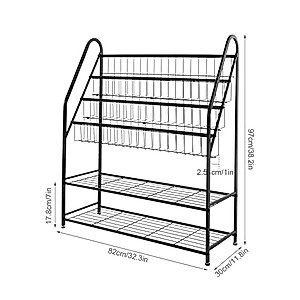 JAJADAH Kids Bookshelf, Large Black Bookcase, Large Capacity Books Toys Organizer for Studio/Den/Craft Room & Mailroom (Black)