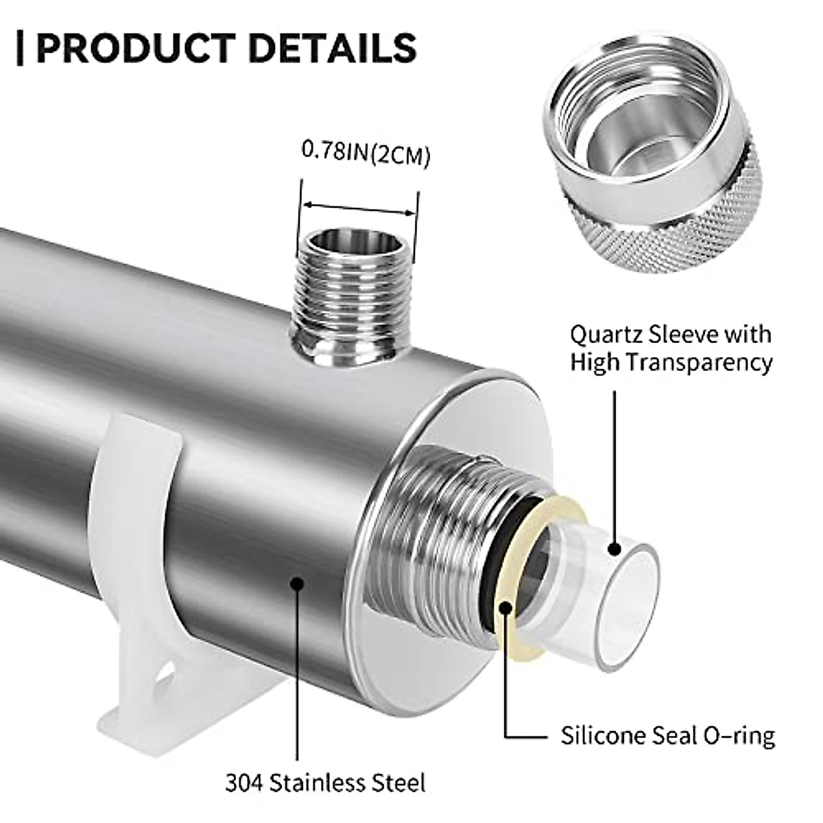 TAISHAN Ultraviolet Water Purifier Sterilizer Filter for Whole House Water Purification,2GPM 21W 110V,1 UV Lamp + 1 Quartz Sleeve