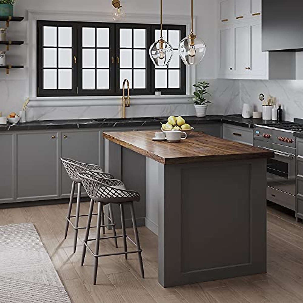 Kurv Counter Stool, Set of 2, Warm Gray, Indoor/Outdoor, Patio Stools, Bar Stools