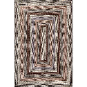 nuLOOM Gwyneth Braided Borders Indoor/Outdoor Area Rug, 6' x 9', Taupe
