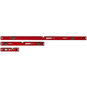 SOLA LSX482410 X PRO Aluminum Box Profile Spirit Level Set with 60% Magnified Vials, 10, 24 & 48-Inch , Red
