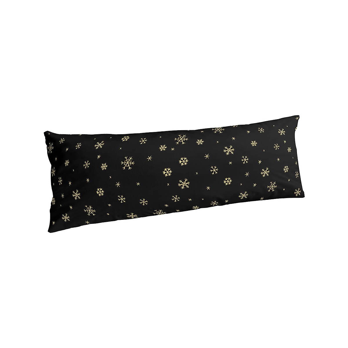 Edwiinsa Golden Snowflake Body Pillow Covers 20x54 Side Sleeper Pillow, Plush Soft Comfort for Hair/Skin Cooling Pillowcases with Envelop Closure Throw Covers Merry Christmas Winter Black