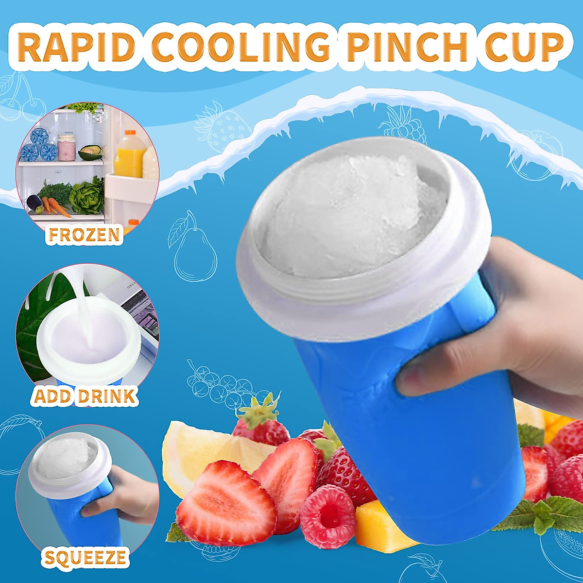 RAUMAXE® Slushy Maker Cup, Slushy Cup Maker Ice Cup Frozen Magic Squeeze Cup Slushie Cup Cooling Maker Cup Freeze Mug Milkshake Smoothie Mug