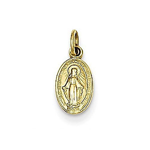 The Black Bow 14k Yellow Gold Tiny Our Lady of Graces Medal Charm or Pendant Enhancer