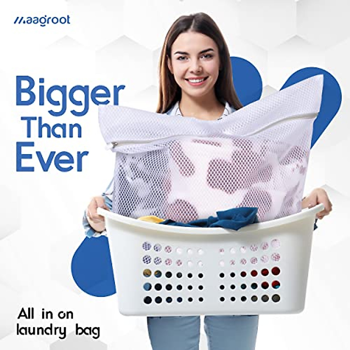 MAAGROOT 10 Pcs [2XXL/2XL/2L/2M/1S/1Mini] Durable Honeycomb Mesh Laundry bags for Delicates,Travel Organization Bag for Lingerie,Blanket,Clothes,Jeans,Bath Towel,Sock