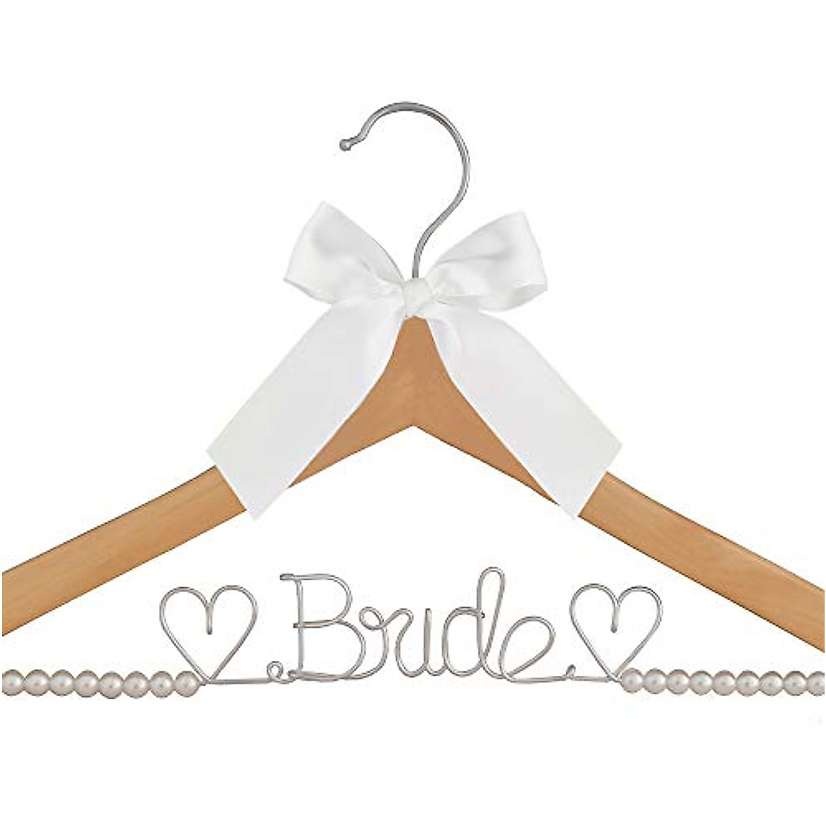 The Bride Hangers The Wedding Dress Hanging Bride's Wedding Gift (Wood Silver Thread with Pearl)