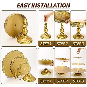 5 Pieces Gold Cake Stand Set Metal Cupcake Tray Tea Party Dessert Rack for Wedding Birthday Baby Shower Party Home Decoration Items