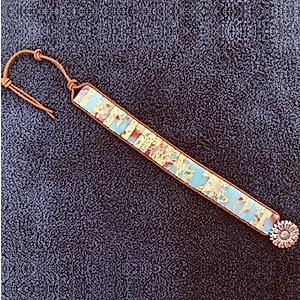 JEYAMTSOGE 7 Chakra Bracelet for Women with Real Gemstones Leather Boho Handmade Natural Stone Healing Yoga Bracelet Friendship Jewelry(Light blue agalmatolite)