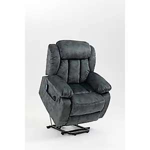 KoiHome 33.5" Electric Power Lift Recliner Chair Sofa with Massage Heating Function for Elderly, Side Pockets, Remote Control, 3 Positions, High-Tech Lift Relax Chair for Living Room, Blue