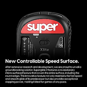 Superglide2 - New Controllable Speed Textured Surface Smoothest Mouse Feet/Skates Made with Ultra Strong Glass Smooth and Durable Sole for Pulsar Xlite V2 & V3 & V3 ES Wireless Gaming Mouse [Red]