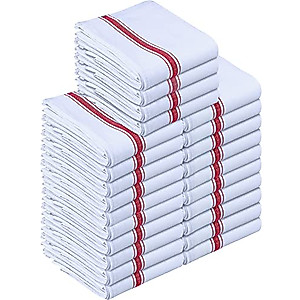 Utopia Towels 48X Pack Dish Towels (15 x 25 Inches)- 100% Ring Spun Cotton- Super Absorbent- Linen Kitchen Towels- Soft Reusable- Cleaning Bar, and Tea Towels Set (24X Blue & 24X Red)