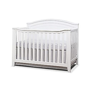 Sorelle Furniture Berkley Round Top Crib, Classic 4-in-1 Convertible Crib, Made of Wood, Non-Toxic Finish, Wooden Baby Bed, Toddler Bed, Child’s Daybed and Full-Size Bed, Nursery Furniture-White